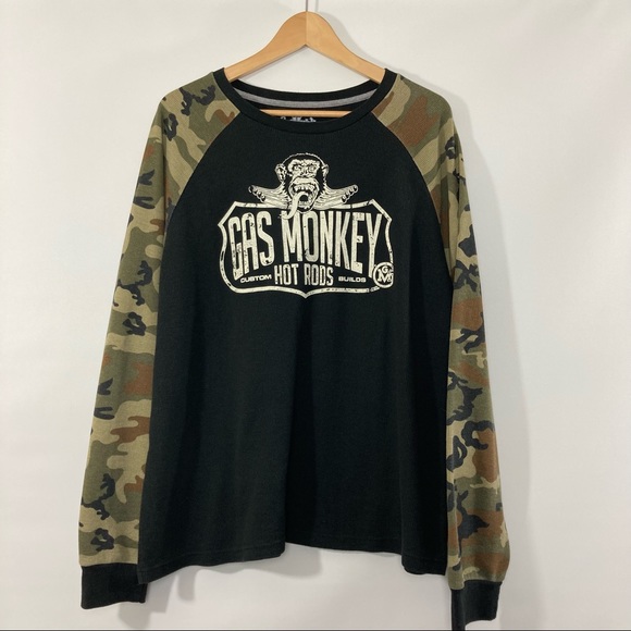 Gas Monkey | Shirts | Gas Monkey Long Sleeve Henley Shirt Black With ...